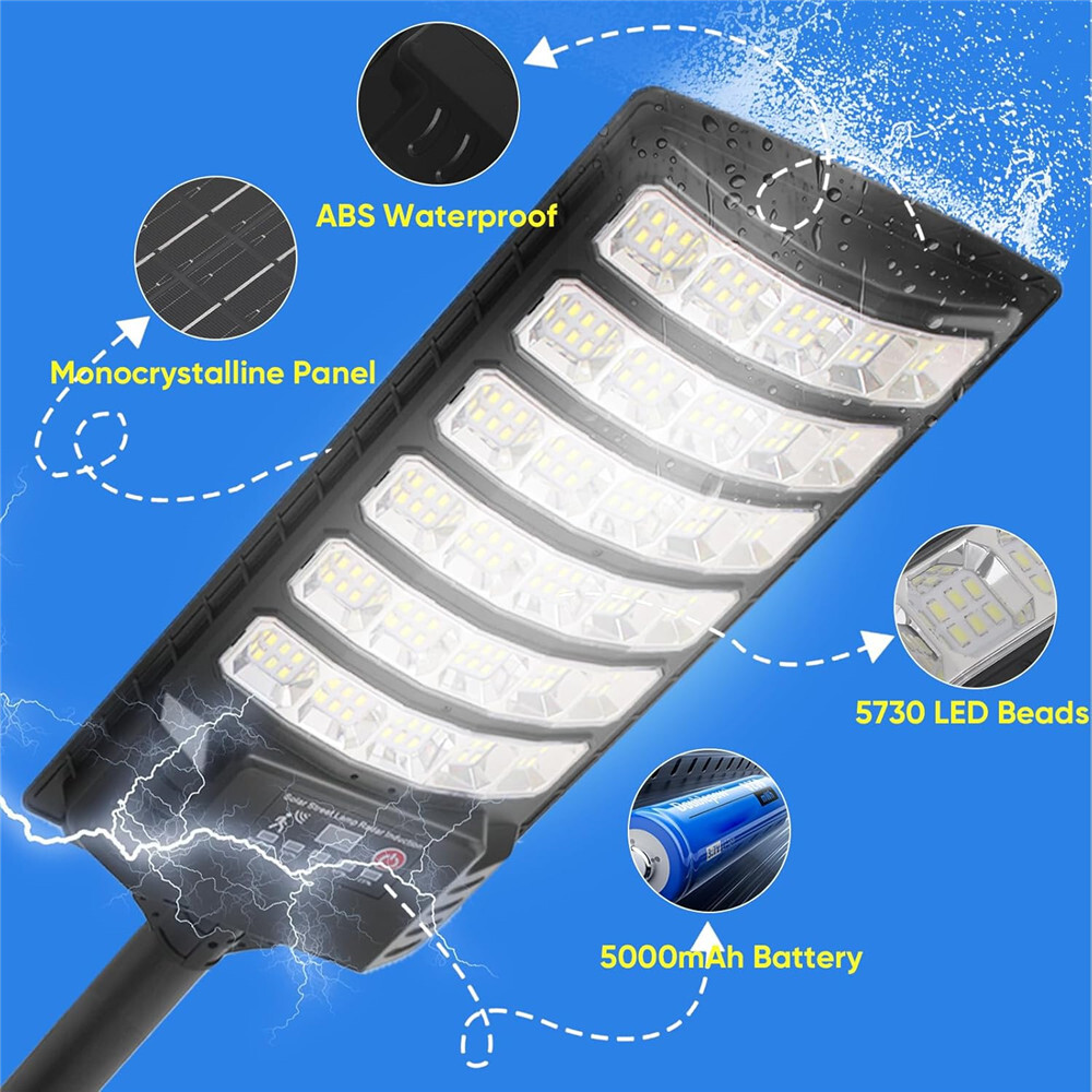 5000W Commercial Solar Street Lights LED Outdoor Dusk to Dawn Super ...