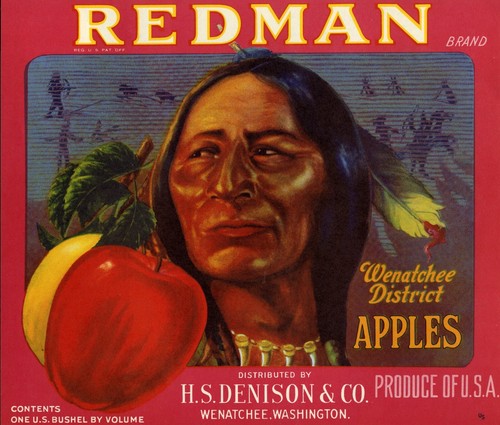 Redman Brand Apple Crate Label - Denison - Red - One Bushel - Wenatchee ...