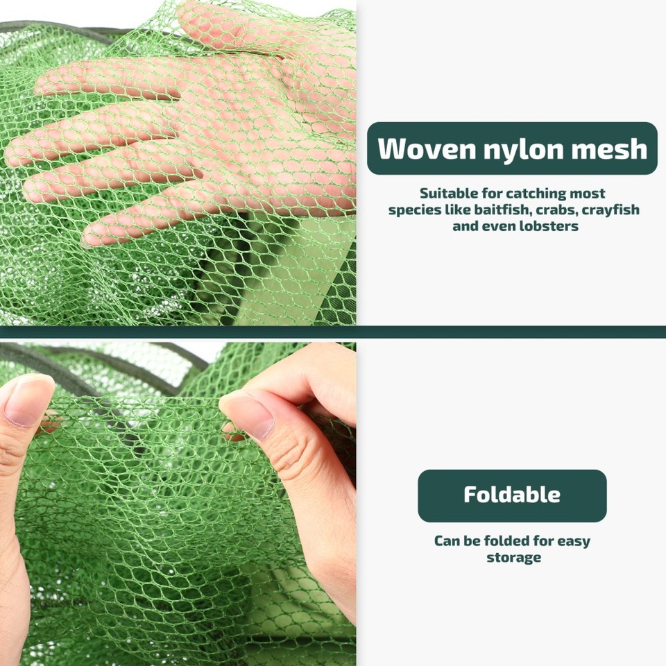 Folding Fishing Cage Portable Basket Collapsible Keeping Net Trap | eBay