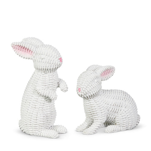 Raz Easter 8" White Woven Bunnies Set 4511311 | eBay