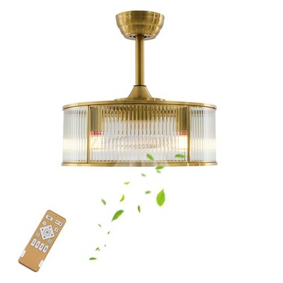 Modern LED Ceiling Fan Light Flush Mount 6 Gears Glass Chandelier Lamp ...