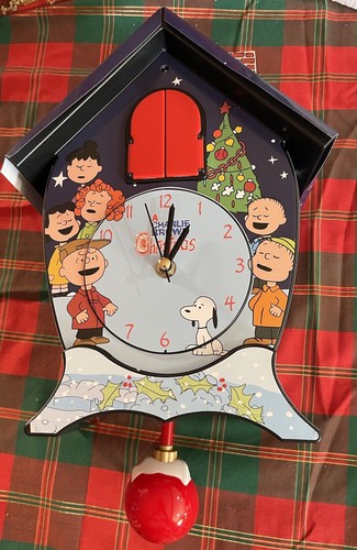 Peanuts Gang Christmas Cuckoo Clock Snoopy Linus Lucy Blue 17 X 9 ...