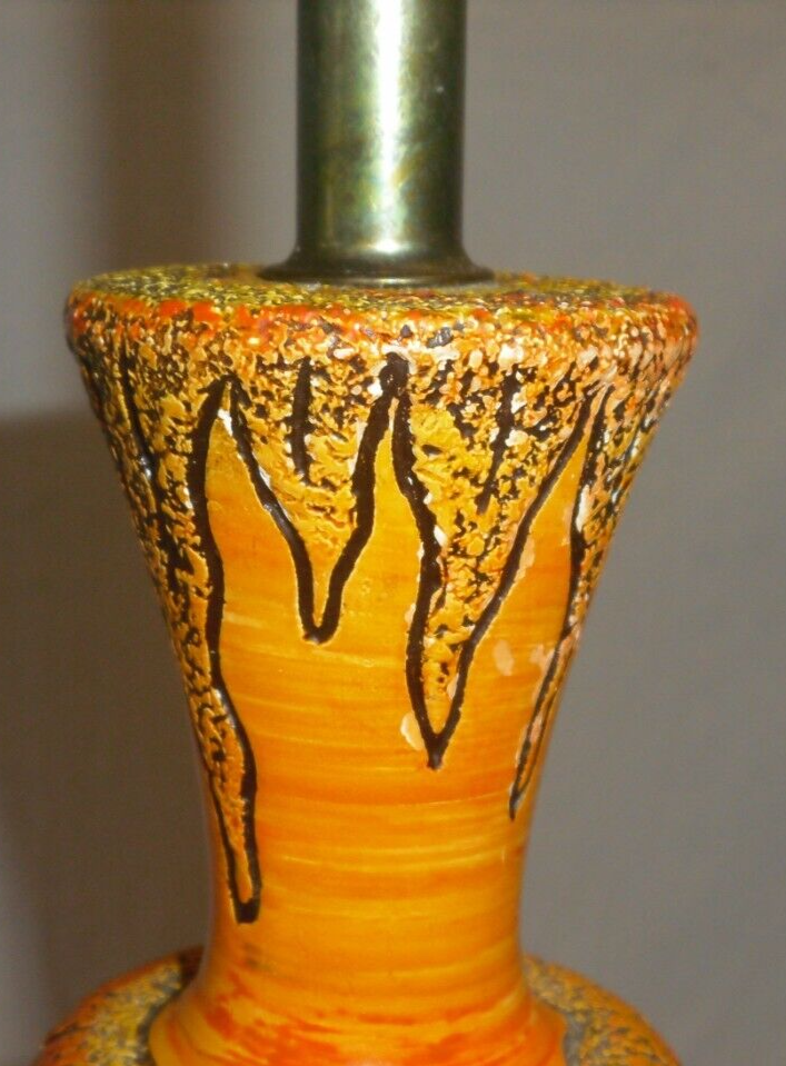 Mid Century Modern FAIP Chalkware Table Lamp Atomic Vintage Orange ...