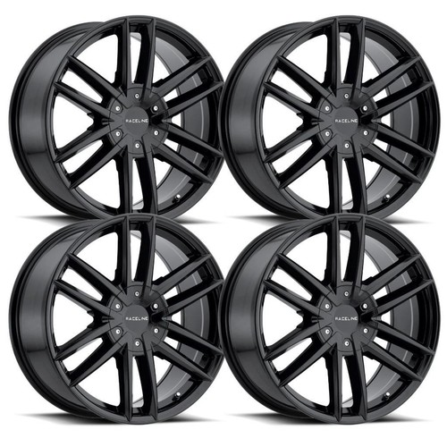 (Set-4) Raceline Impulse Black 18X8 6X139.7/6X135 +35mm wheels rims 18 ...
