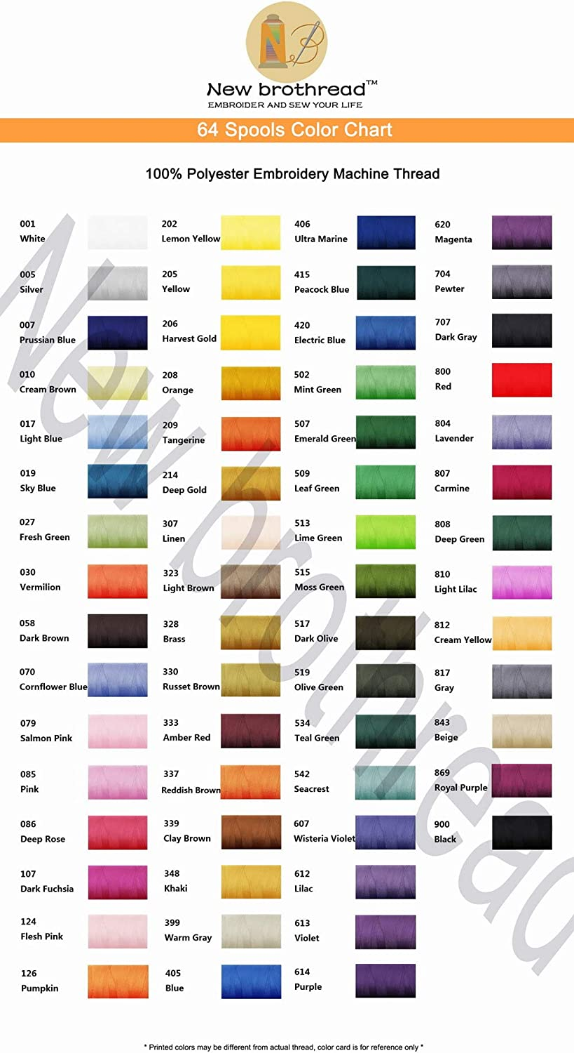 64 Spulen 1000M (1100Y) Polyester Maschinen Stickgarn Für ...