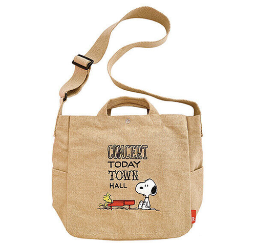 Peanuts SNOOPY ROOTOTE 2WAY Bag Shoulder Bag Tote Beige Cotton Limited ...