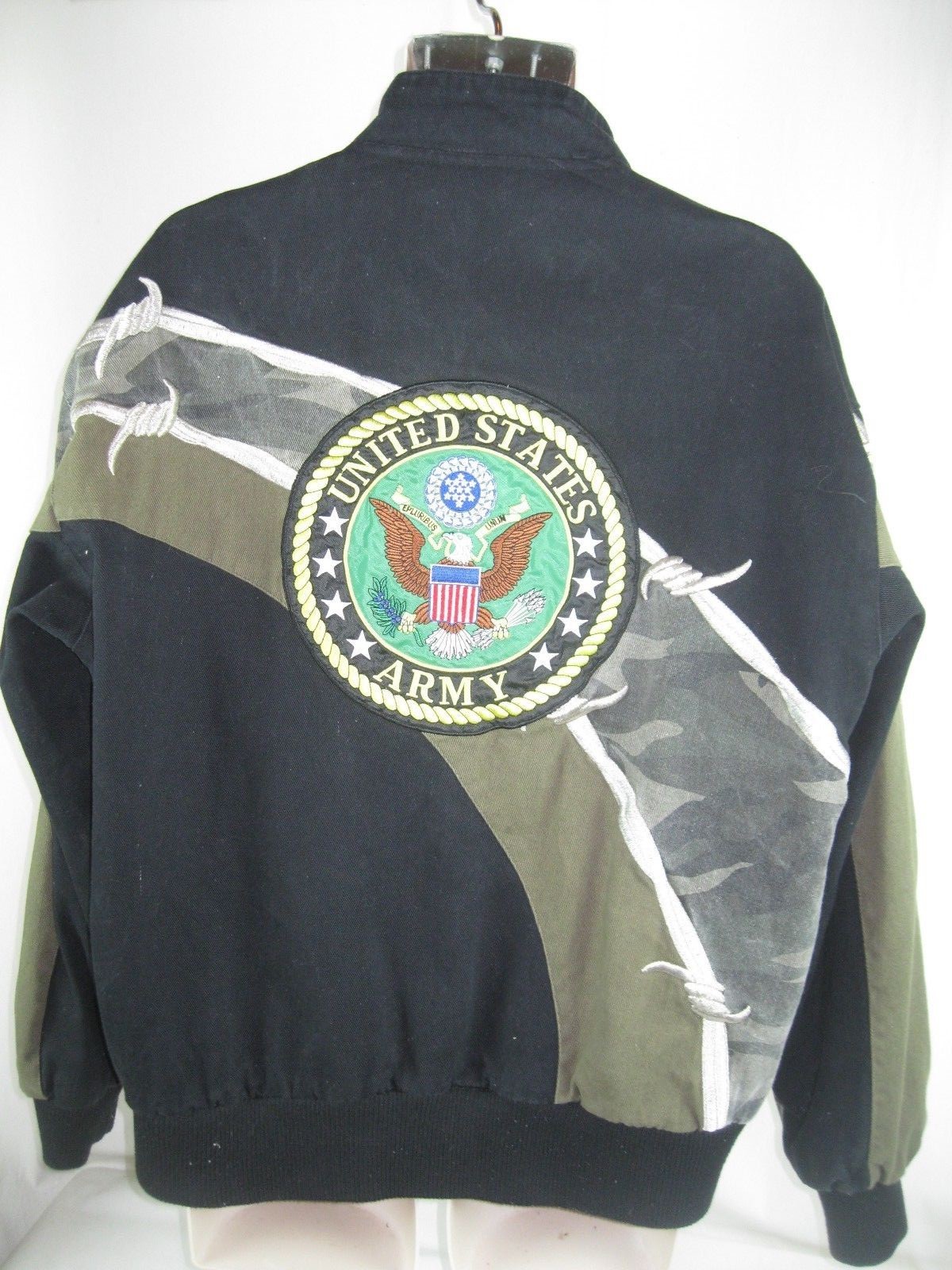 Army Camo/ Black canvas Flight Jacket Military Bomber… - Gem