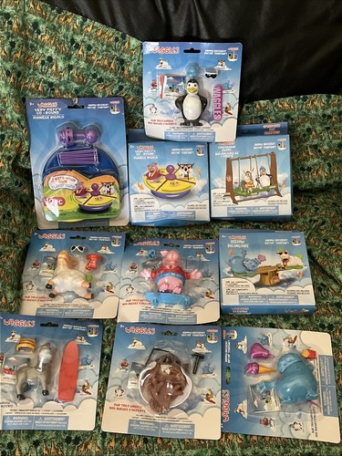 Waggles Play Set/Lot complete of 6 Figurines animal & 4 playground Toys ...