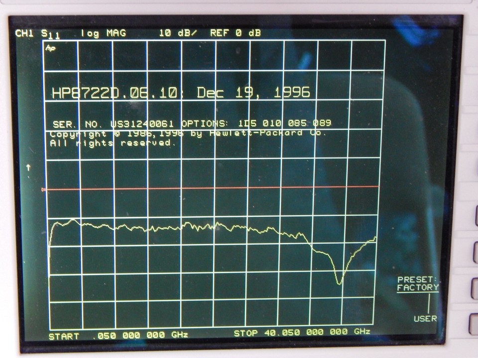 HP / Agilent 8722D Network Analyzer Options 010, 1D5, 085, 089. s/n ...