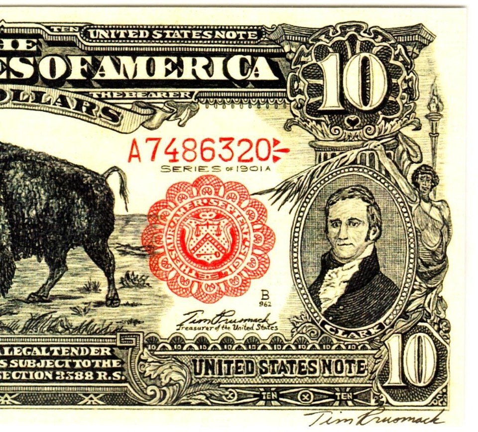 TIM PRUSMACK ART NOTE $10 'BISON' PCGS 69 SUPERB GEM NEW- STUNNING ART ...