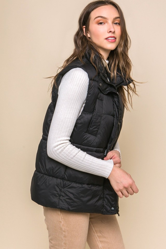 Love Tree Snap Front Toggle Waist Puffer Vest with Pockets in Black | eBay
