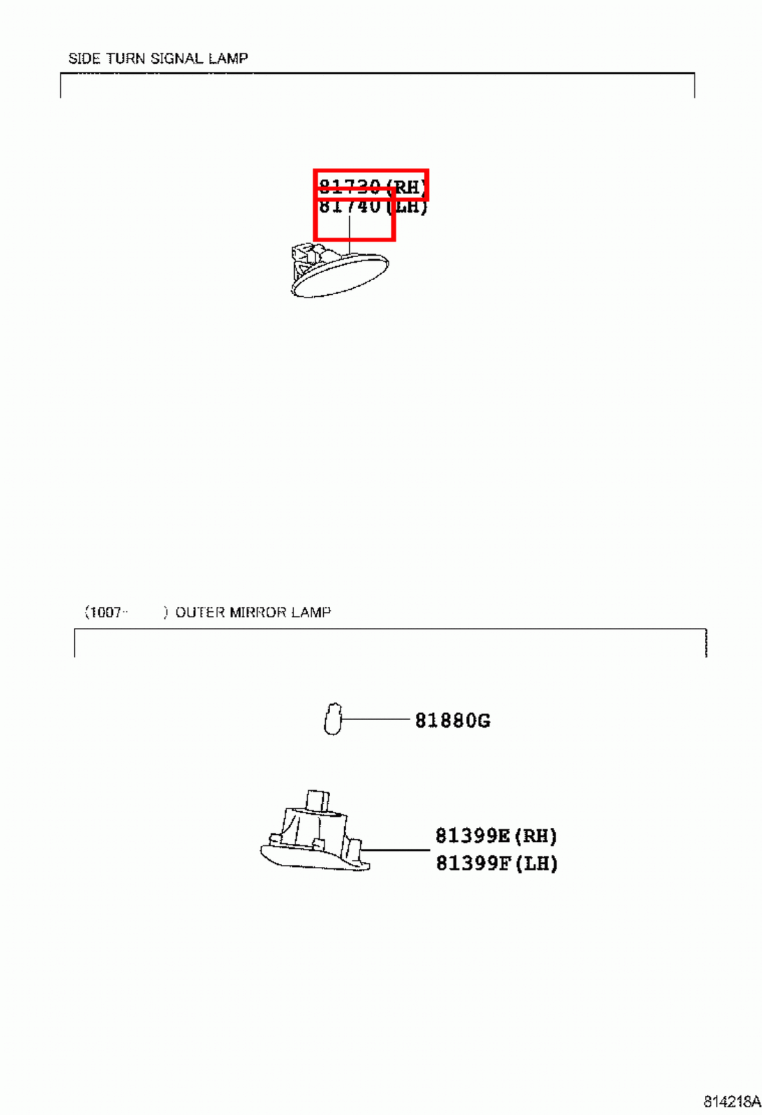 Genuine Lexus IS350 GSE21 SC430 UZZ40 Front Side Repeater Turn Signal ...