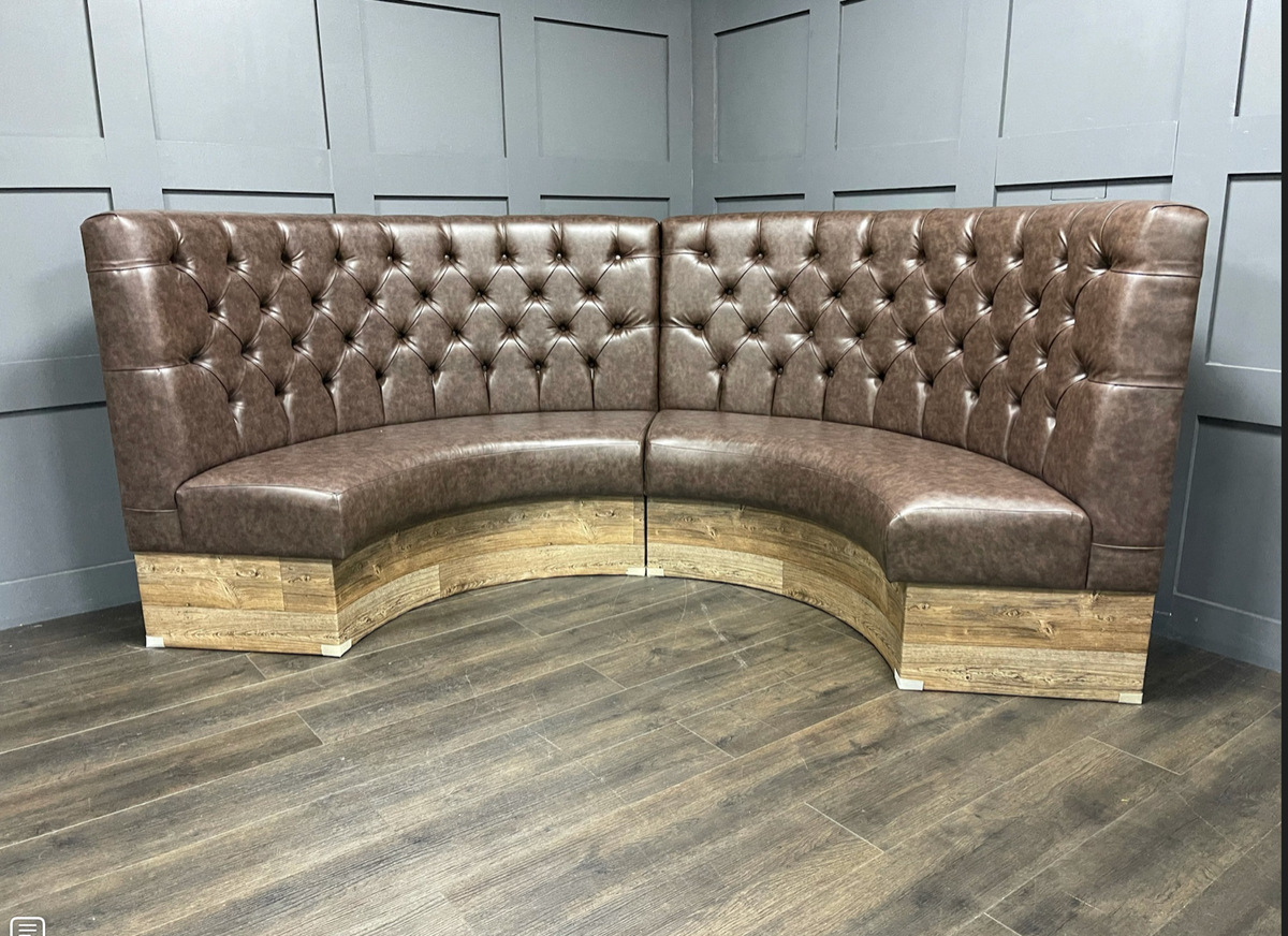 Half Round Booth Seating Faux Leather Fluted Semi Circular & C Shaped