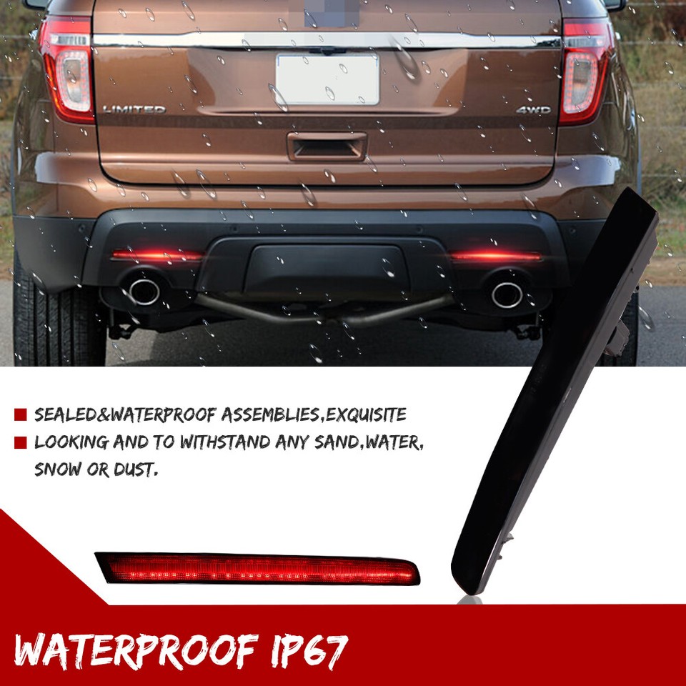 Euro Style Red LED Bumper Reflectors Rear Fog Lights For 2011-2015 Ford ...