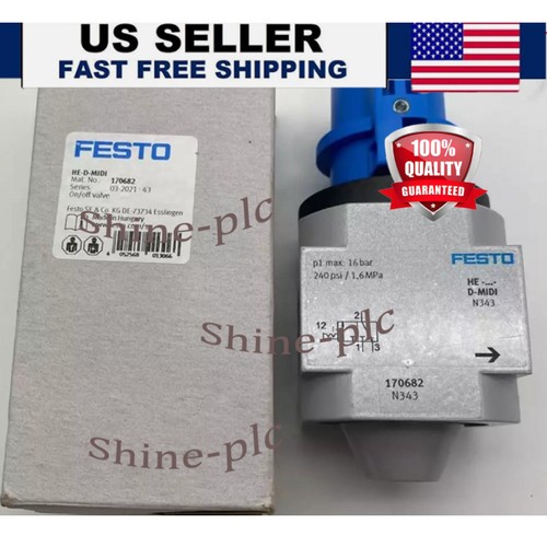 US FREE TAX New FESTO HE-D-MIDI 170682 On-Off Valve 16 bar 240 psi 1.6 ...