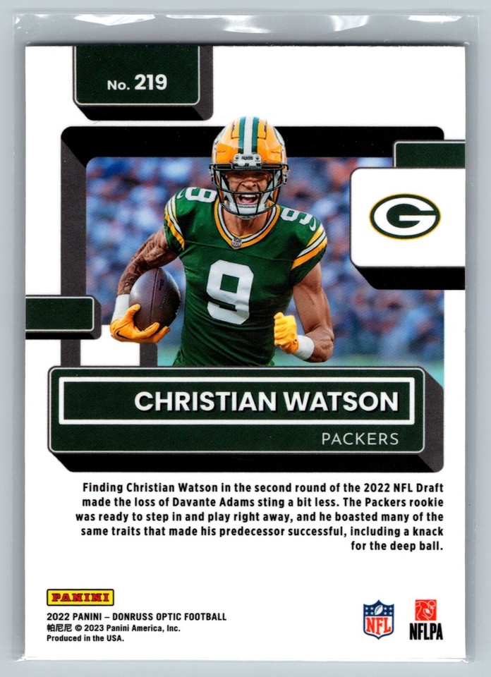 2022 Panini Donruss Optic #219 Christian Watson Rated Rookie | eBay