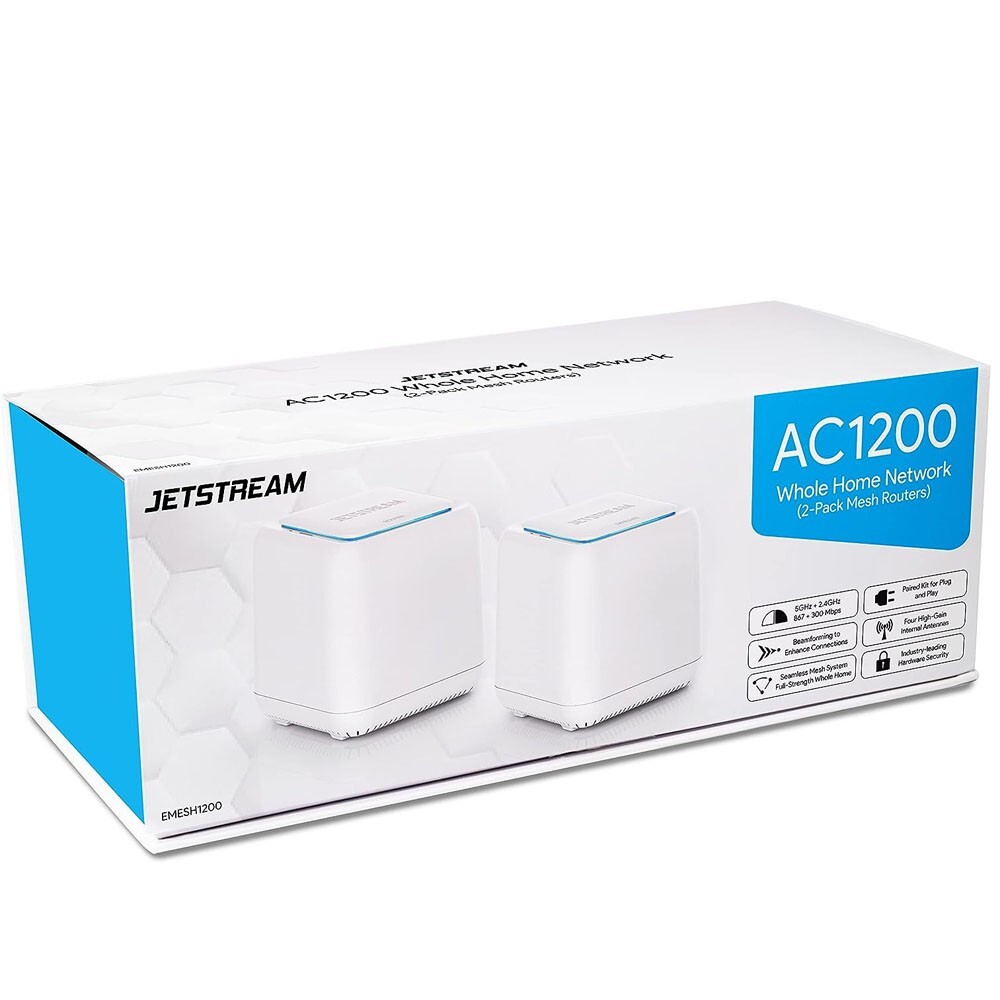 JETSTREAM EMESH1200 AC1200 WHOLE HOME 2 PACK WIFI SYSTEM ROUTER AND ...