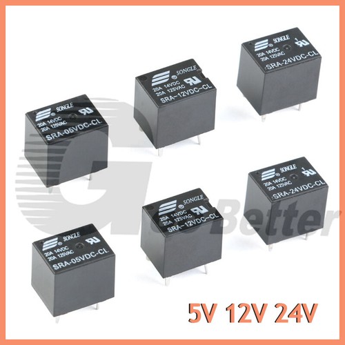 Mini Songle Relay SPDT 5-Pins PCB SRA-05VDC SRA-12VDC SRA-24VDC-CL PCB ...