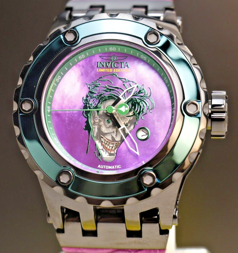 Invicta DC Comics Joker Automatic Men's Watch 52mm, Black,Purple 34618 ...