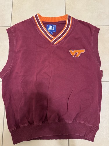 Starter Virginia Tech Vest Mens Medium Red Embroidered Hokies College ...