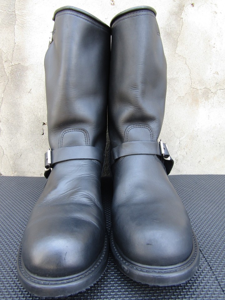 Vintage Carolina Engineer Boot Mens 13 W Black Leather Buckle Pull On ...