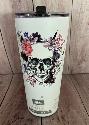 Hydrapeak Grande 25 oz Floral SKULL WHITE Insulated Stainless Steel ...