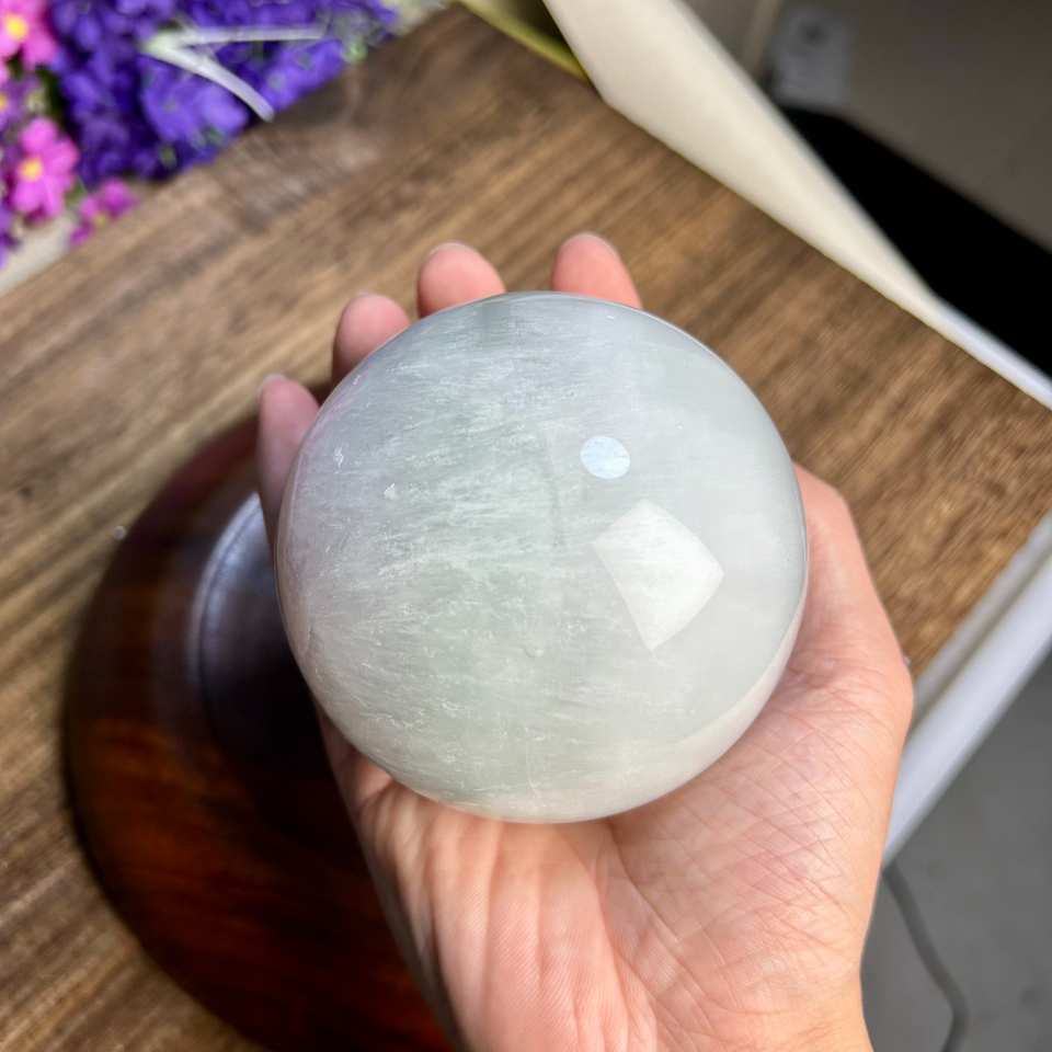 1145g 6th Natural Gray Fluorite Sphere Quartz Crystal Ball Energy ...