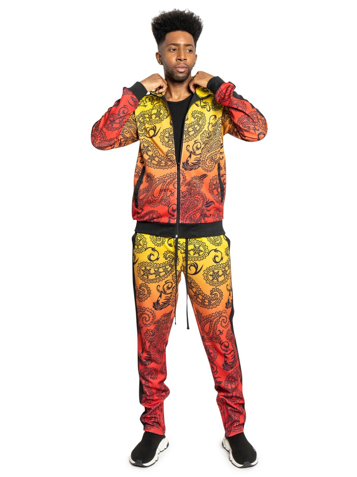 Men's Paisley Gradient Ombre Track Suits 2 Piece Sweatsuit Set S~5XL ...