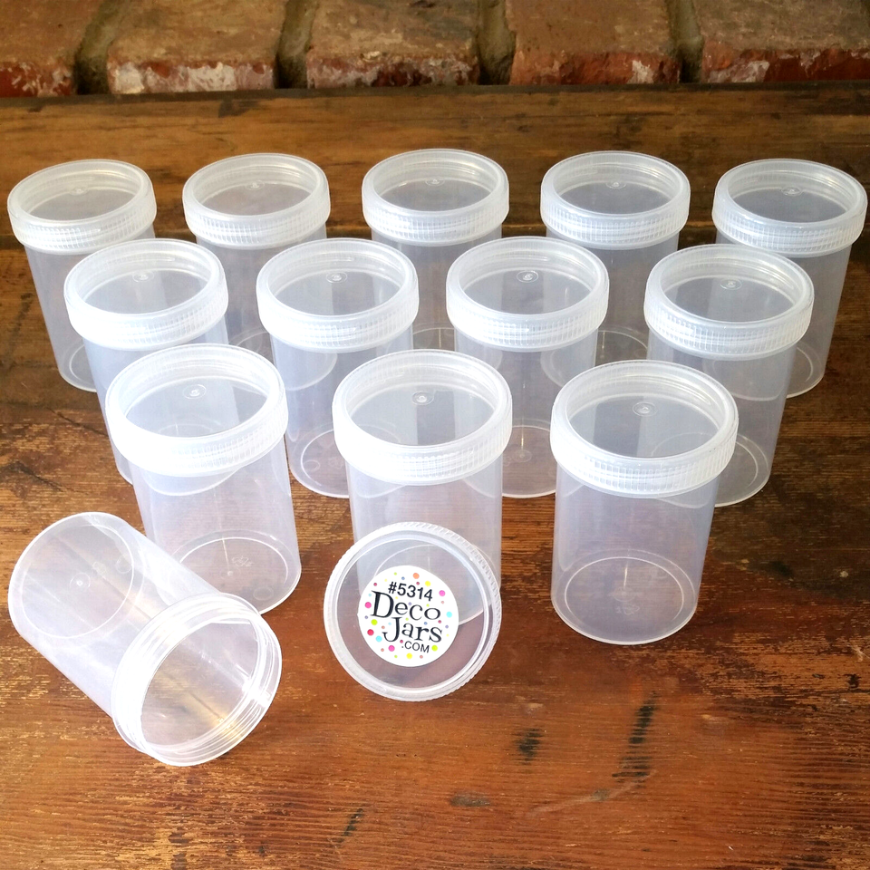 10 Plastic 3 ounce volume Jar Bottle Clear Cap Screw Top Organize 5314 ...