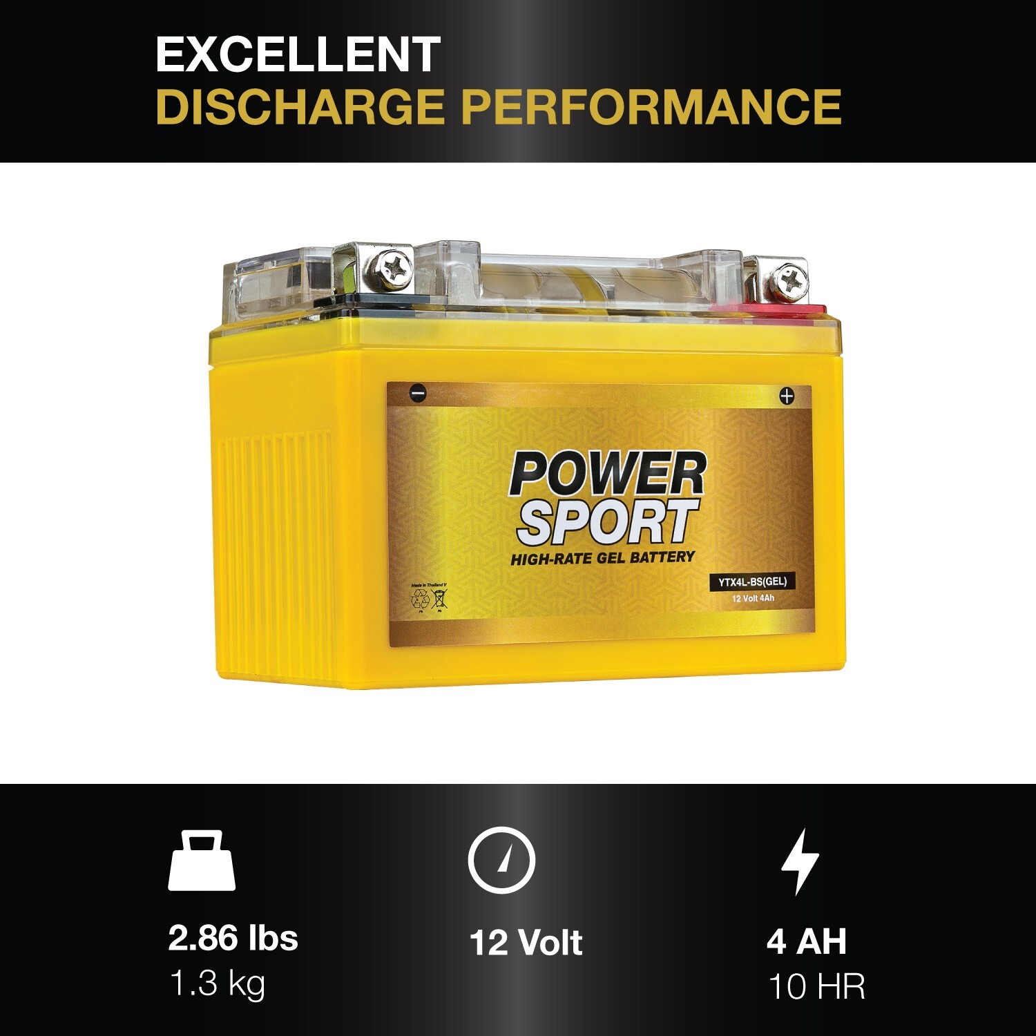 YTX4L-BS SLA Gel Battery Replaces ATV TaoTao Cheetah TForce 110cc ATA ...
