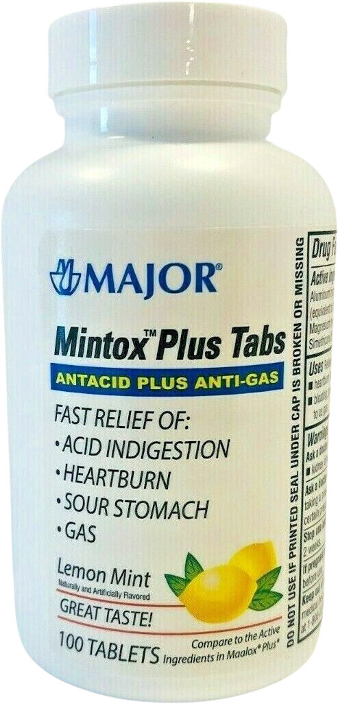 Major Mintox Plus 200mg Aluminium Hydroxid Anti-Gas Tablets (100 Count ...