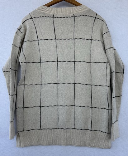 Loft Sweater Classic Preppy Office Capsule Beige Window Pane Design XS ...