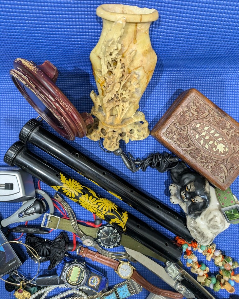 vintage junk drawer lot,random Collectible items,jewelry,watches ...