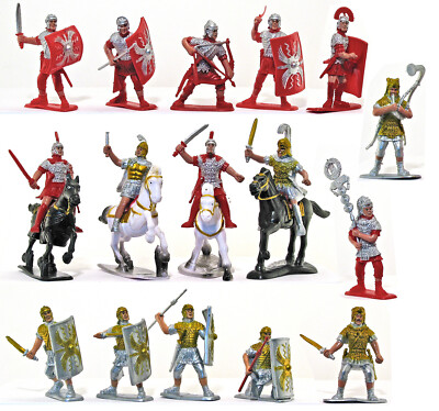 Supreme Romans - 16 figures, 4 horses - 60mm painted plastic toy ...
