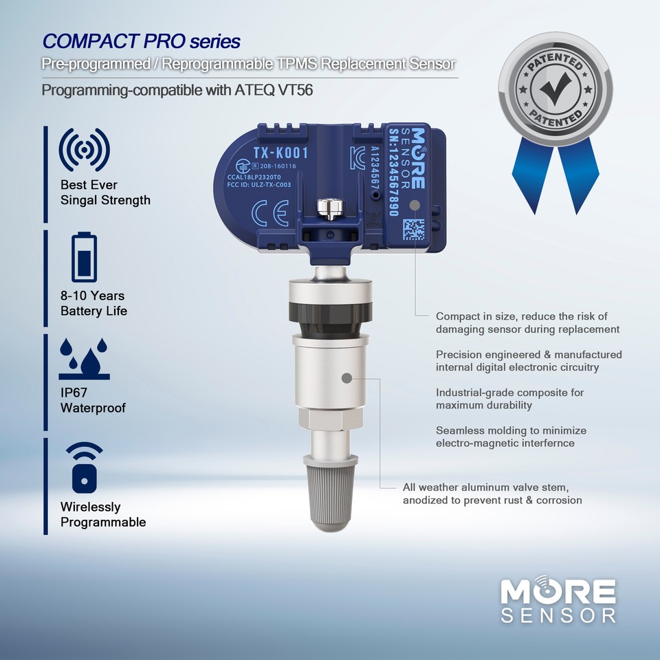 4PC 315MHz MORESENSOR TPMS Clamp-in Tire Sensor for Ford 6F2Z1A189A ...