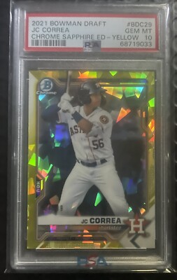POP1🔥PSA 10 #84/99🔥JC Correa 2021 Bowman Chrome Draft Yellow Sapphire # ...