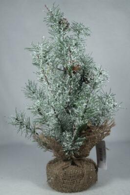 Faux Icy Pine Tree With Burlap Bag 12 1/2" Tall By Transpac NEW! | eBay