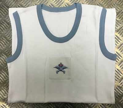 Genuine Royal Air Force RAF PTI White Vest With Blue Trim - All Sizes ...