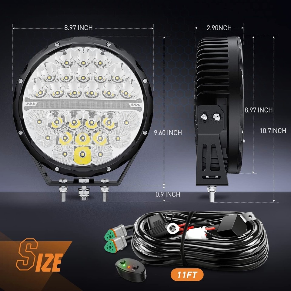 Nilight 9 Inch Round Offroad LED Driving Lights with 12AWG Wiring ...