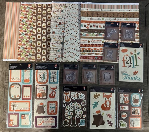 Imaginisce *AUTUMN FOX* 12x12 Scrapbooking Paper LOT - Chipboard ...