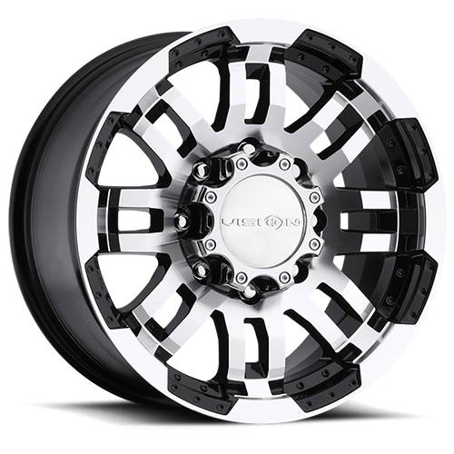 17X8.5 Vision Off Road 375 Warrior 8x170 Gloss Black Machined Wheel Rim ...