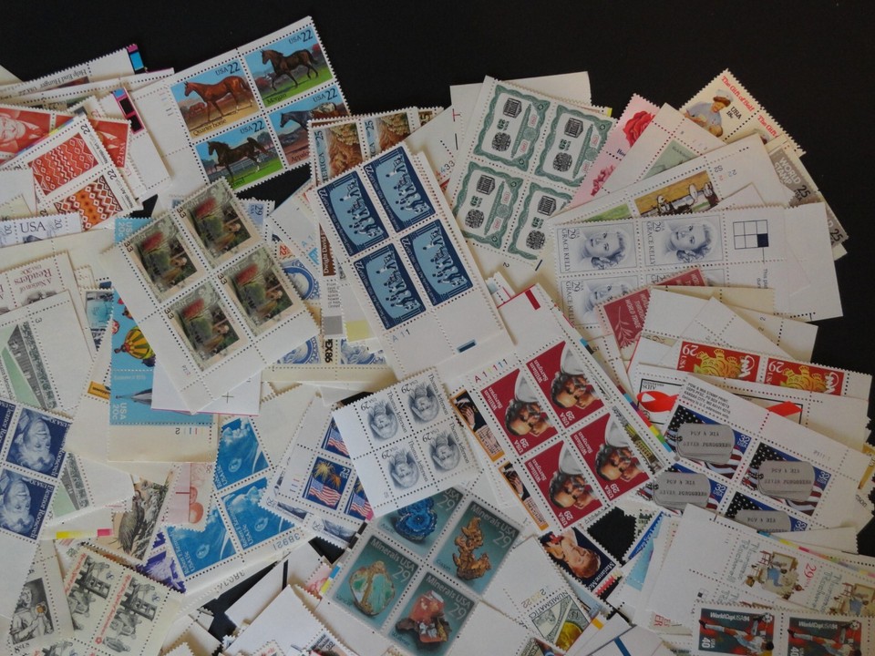 USA USPS MINT NH POSTAGE STAMP PLATE BLOCKS LARGE LOT FACE VALUE $302. ...