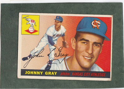 *1955 TOPPS #101 JOHNNY GRAY, A'S RC very nice - bit tip fuzz, lite ...