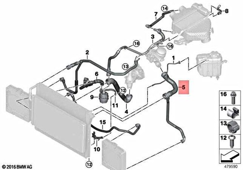 Genuine BMW F80 F80N F82 F83 Cabrio Radiator Engine Hose OEM ...
