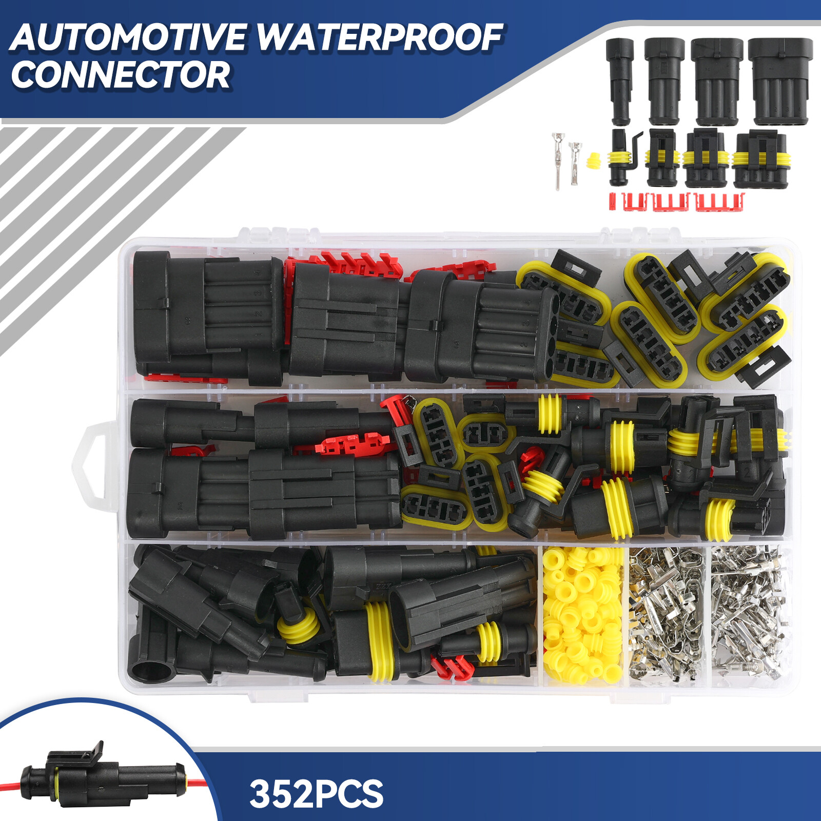 352Pcs 1-4Pin Automotive Waterproof Car Auto Electrical Wire Connector ...