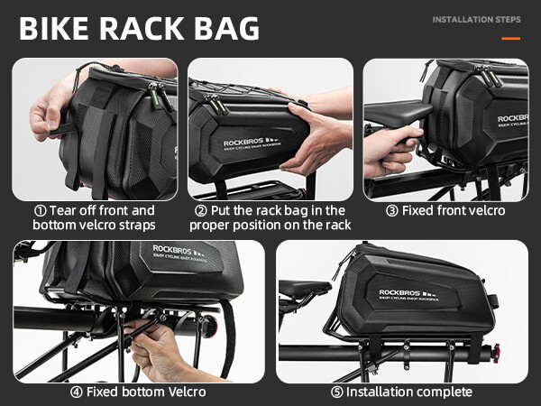 ROCKBROS Bike Hard Shell Trunk Bag Bicycle Rear Rack Pack Bag Pannier ...