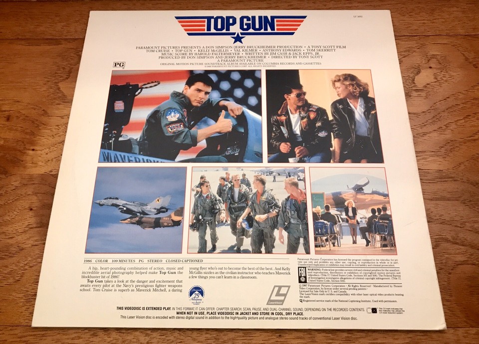 🔥 Top Gun Widescreen LaserDisc Movie THX Dolby Extended Play 🔥 Tom ...