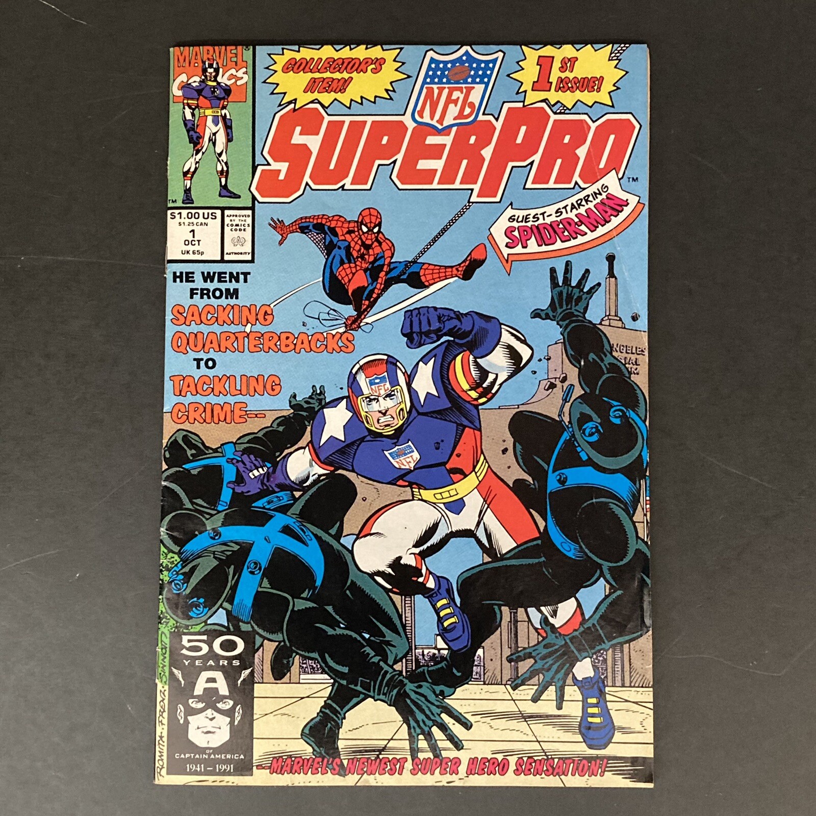 NFL SuperPro Comic Vol 1 No 1 Marvel Comics October 1991 Very Good ...