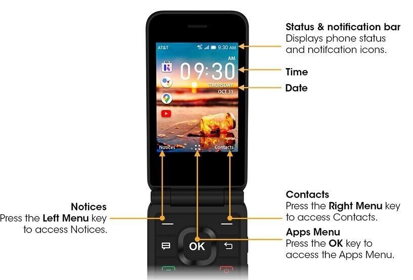 Flip Phone AT&T CINGULAR FLIP 4 AT&T 4G LTE SMARTFLIP PHONE Model ...