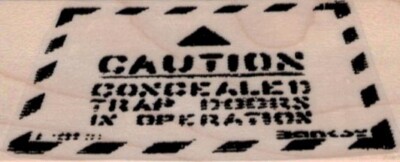 Caution: Concealed Trap 1 1/4 x 2 3/4" Rubber Stamp, Mixed Media Stamp ...